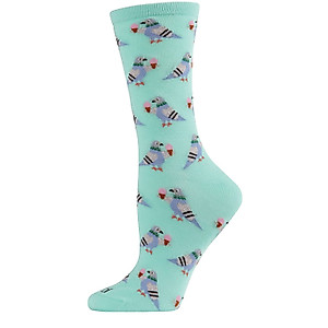 MeMoi Feed the NYC Pigeons Rayon Blend Crew Socks Seafoam 9-11