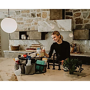 XLarge Cleaning Caddy Bag for Cleaning Supplies - Shoulder and Waist Straps - Spacious Pockets - Collapsible car trunk storage compartment organizer - Size (19in x 10in x 10in)