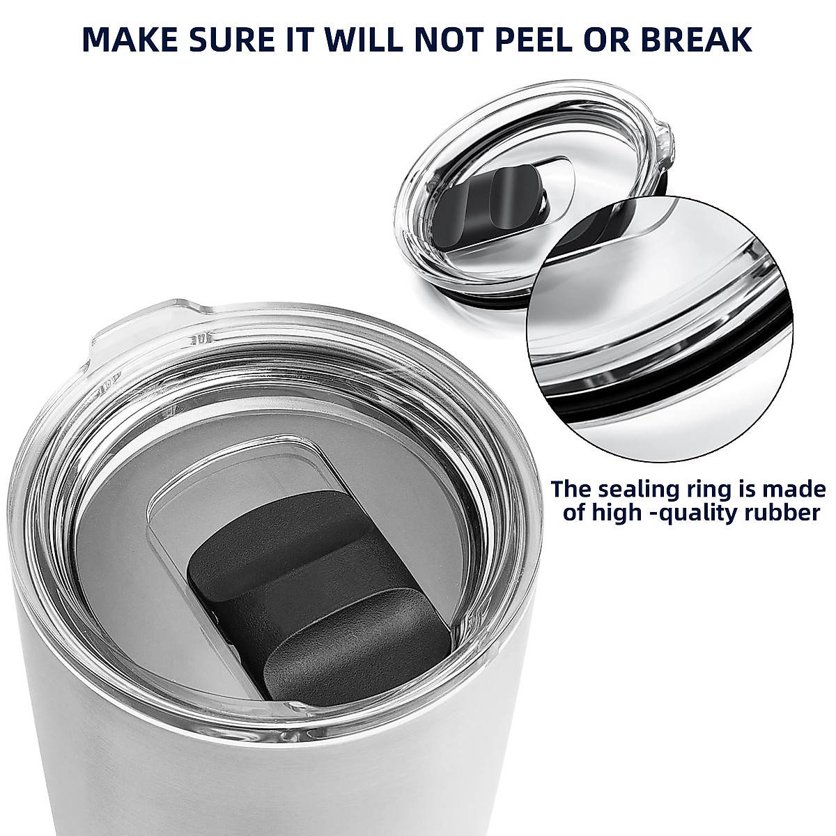 20 oz Tumbler Lid, Replacement Lids Compatible for YETI 20 oz Tumbler,10/24 oz Mug and 10 oz Lowball, Spill Proof Coffee Cup Covers with Magnetic Slider for Outdoor, BPA Free