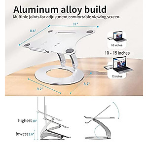 JZBRAIN Adjustable Laptop Stand, Portable Computer Stand for 15.6inch Laptops, Ergonomic Laptop Stand for Desk, Foldable Laptop Holder Compatible with 10-15.6inch Laptops - Silver