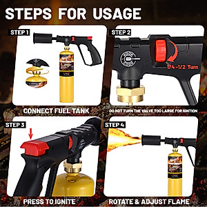 KookCook Cooking Grill Torch Kit with 14.1 oz Fuel Gas Cylinder Sous Vide Blowtorch MAPP MAP Pro Propane Torch Food Kitchen Grilling Gun Culinary BBQ Tool for Searing Outdoor Camping Charcoal Starter