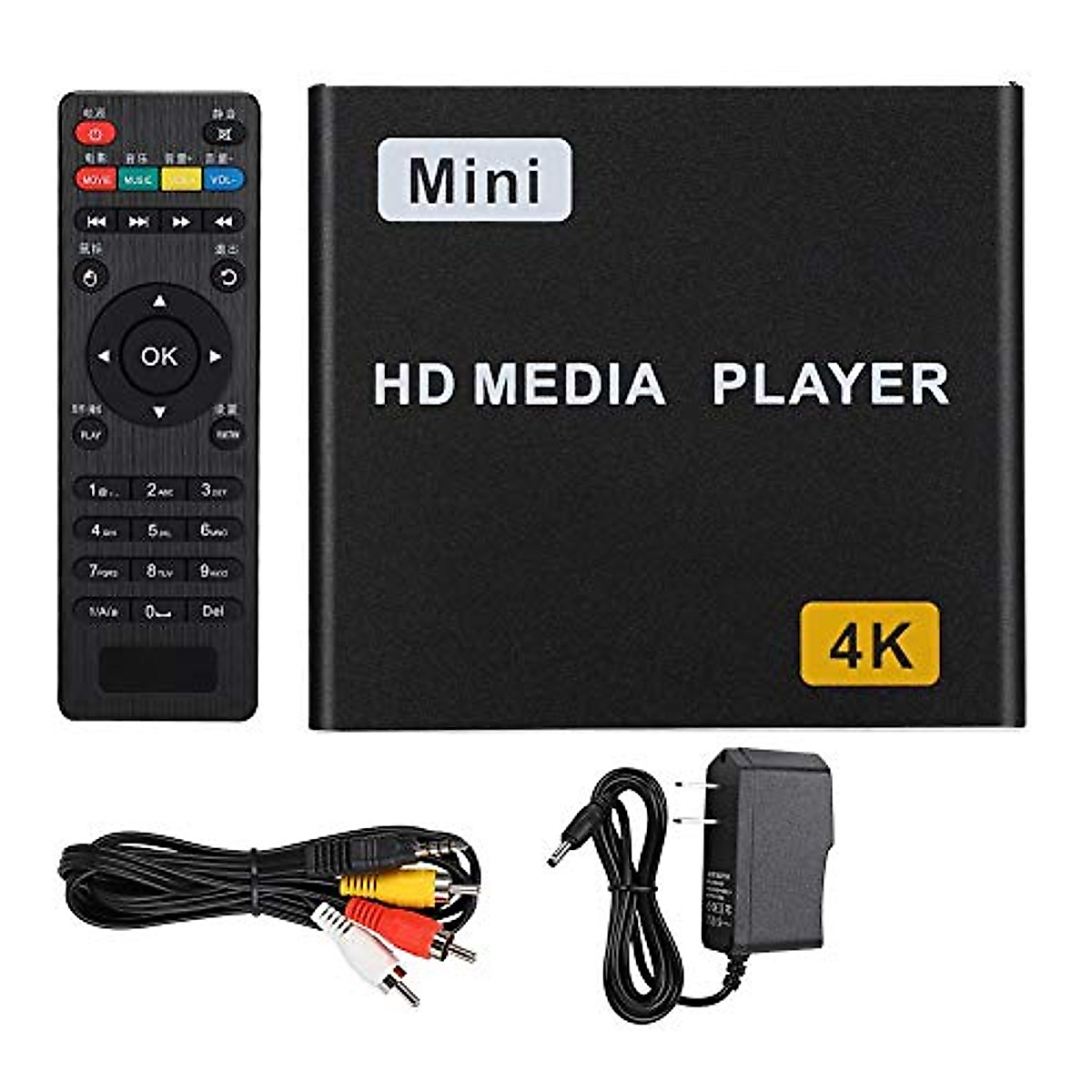 HDMI Media Player,4K 1080P Full HD Digital Media Player Support HDMI/AV Output,Play Video and Photos with USB Drive/SD Cards/External Devices For Android(US Plug)
