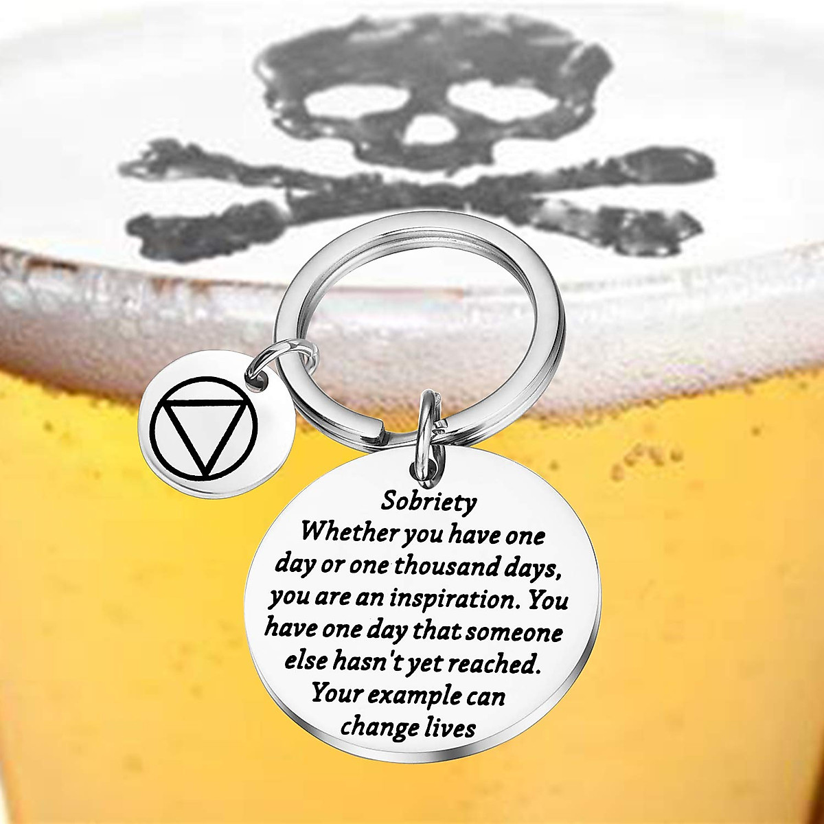 PLITI Sobriety Gift Addiction Recovery Gift Sober Gift Recovery AA Alcoholics Anonymous Birthday Gifts AA NA Gift Sobriety Keychain (Sobriety change lives)