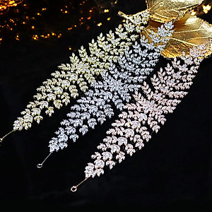 Aoligrace Cubic Zirconia Soft Wedding Headbands for Bride CZ Random Bend Hairbands Quinceanera Tiaras Pageant Gifts for Women