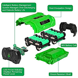 56V 3000mAh Battery Rechargeable for EGO 56V BA2800 BA4200 BA1400, 3.0Ah Lithium Ion Battery Compatible with All Power 56V CS1604 CS1804 CS1403 HT2400 LB6504 LB5804 LB6500 LB4800 PH1400 Tools
