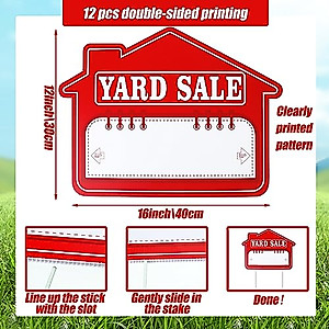 Thyle 12 Pack Yard Sale Signs with Stakes 16'' x 12'' High Visibility Sale Sign Protection Against Wind, Rain and Snow Weatherproof for Garage House Business or Personal Use(Red)