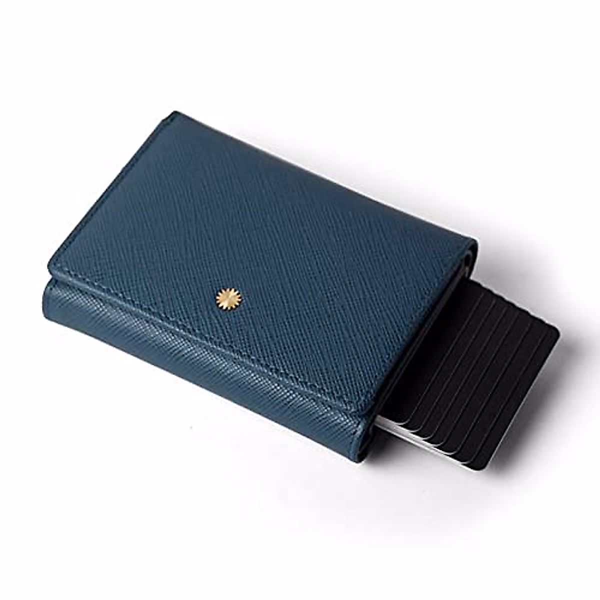Revelot Unisex Wallet for Men & Women/Smart Card Holder/Trifold / W5 (Blue Saffiano)