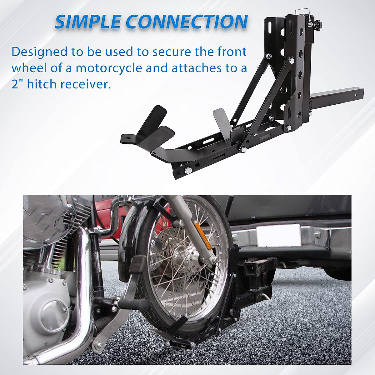 ECOTRIC 800LBS Motorcycle Trailer Hitch Scooter Hauler Mount Rack 2" Motorcycle Tow Carrier Receiver Heavy Duty Steel