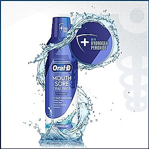 Oral-B Mouth Sore Mouthwash Special Care Oral Rinse, Hydrogen Peroxide Mouthwash, 16 fl oz, Mouthwash Alcohol Free