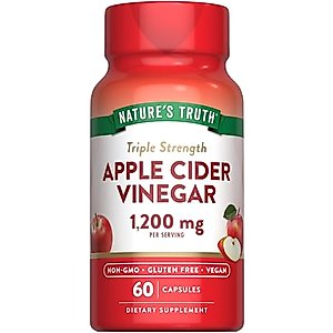 Nature's Truth Apple Cider Vinegar Vegan Capsules | 1200mg | 60 Veggie Pills | Extra Strength | Vegan, Non-GMO and Gluten Free Supplement