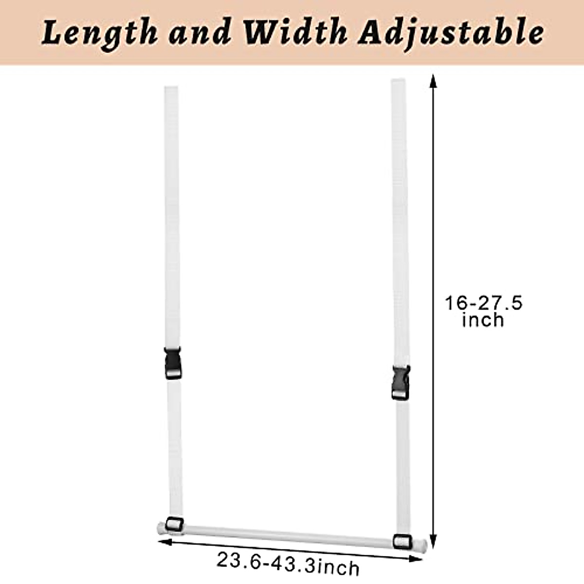 Amyhill 2 Pack Double Hanging Closet Rod Extender Width and Height Adjustable Closet Hanging Rod Extension Organizer Space Saving Clothes Hanging Bar with 4 Pcs Nylon Bands for Closet Clothes Storage