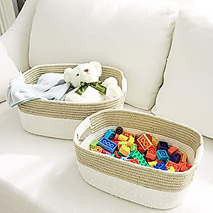 LA JOLIE MUSE Cotton Rope Basket for Nursery Baby Toys Storage