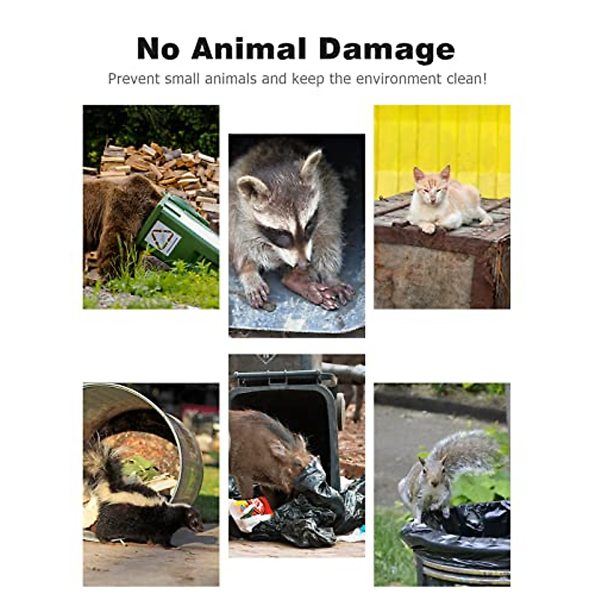 Mellbree Trash Can Lid Lock, 2Pcs Stainless Steel Outdoor Trash Can Strap Lock for Animals, Squirrels, Dogs and Raccoon Lid Lock Garbage Can