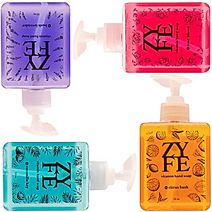 ZYFE Vitamin Liquid Hand Soap | All 4 Fragrances of Natural Plant Derived Moisturizing Handsoap with Essential Oil Fragrance | Soft Hand Wash for Kitchen & Bathroom with Pump 12oz | Lush Soft Soap