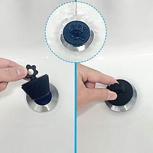 2 Pack Bathtub Stopper, Bathtub Drain Stopper Plug, Universal Silicone Stopper for Bathtub Sink Drains (Black)