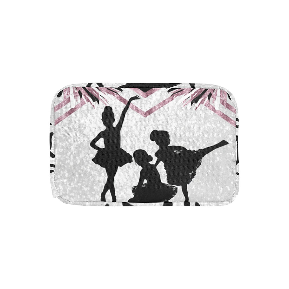 Cheerleader Dance Pink Girl Reusable Insulated Neoprene Lunch Tote Bag Cooler with 2 Pockets Custom Personalized Portable Lunchbox Handbag with Name for Gift
