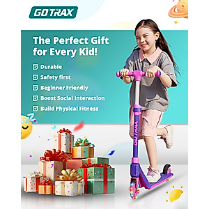 Gotrax K03 Kick Scooter for Kids, 5" LED Lighted Wheels and Adjustable Handlebars, Lightweight Design and Anti-Slip Deck, Max Load 110 Lbs, Kids Scooter for Boys & Girls Ages 3+, Purple