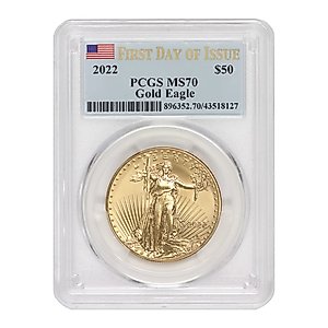 2022 1 oz American Gold Eagle MS-70 First Day of Issue by Mint State Gold $50 MS70 PCGS