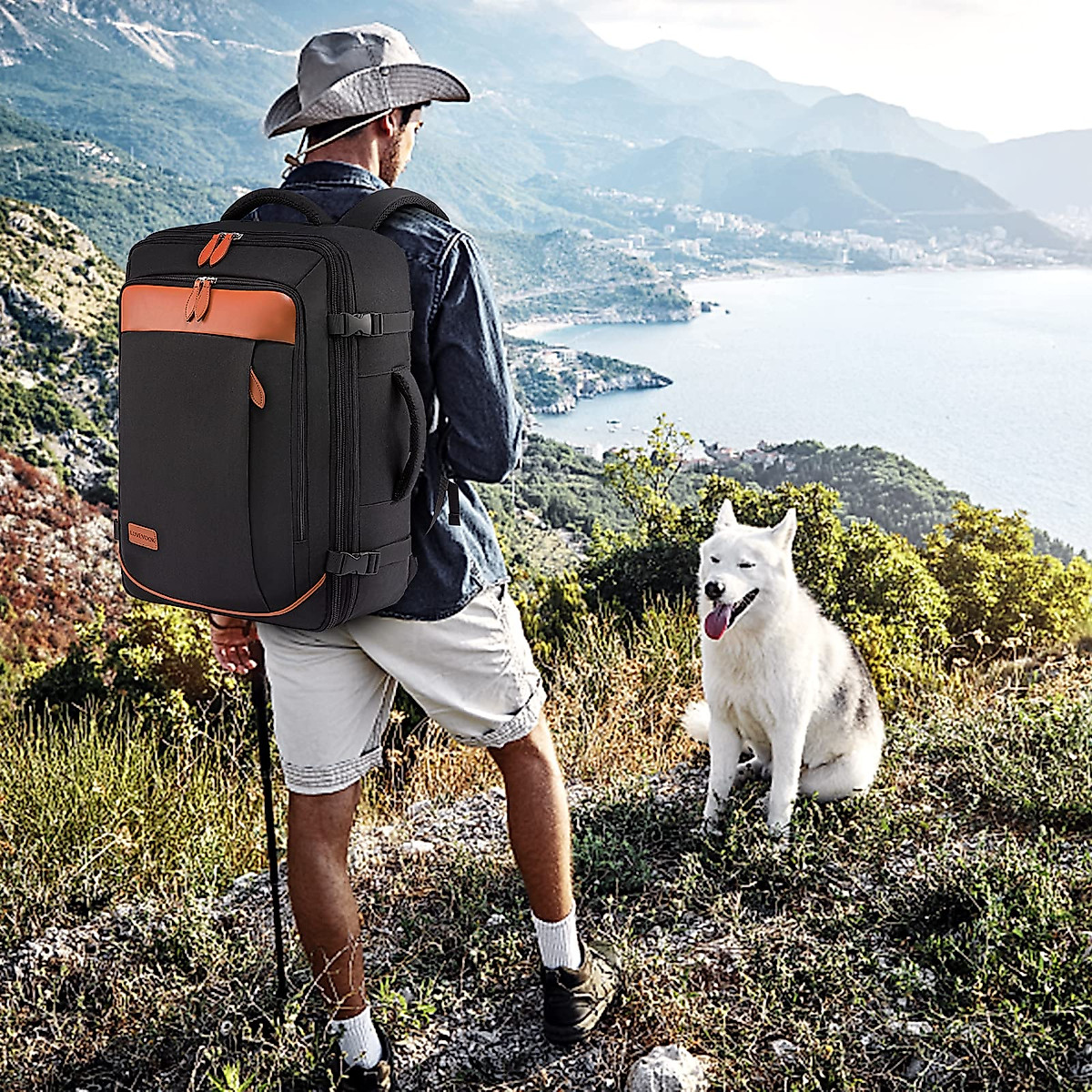 LOVEVOOK Carry on Backpack, 40L Travel Backpack for Women Men Airline Approved, Expandable Large Suitcase Backpacks With 4 Packing Cubes, Aer Travel Pack 3, Water Resistant Weekender Bag