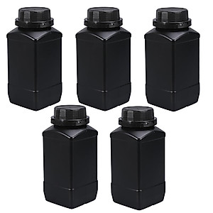 ASEVAT 34oz Plastic Lab Chemical Reagent Bottles, Square Sample Storage Container, Plastic Chemical Container Bottle with Anti-theft Cap, Wide Mouth Sample Sealing Storage Bottles (5Pcs)