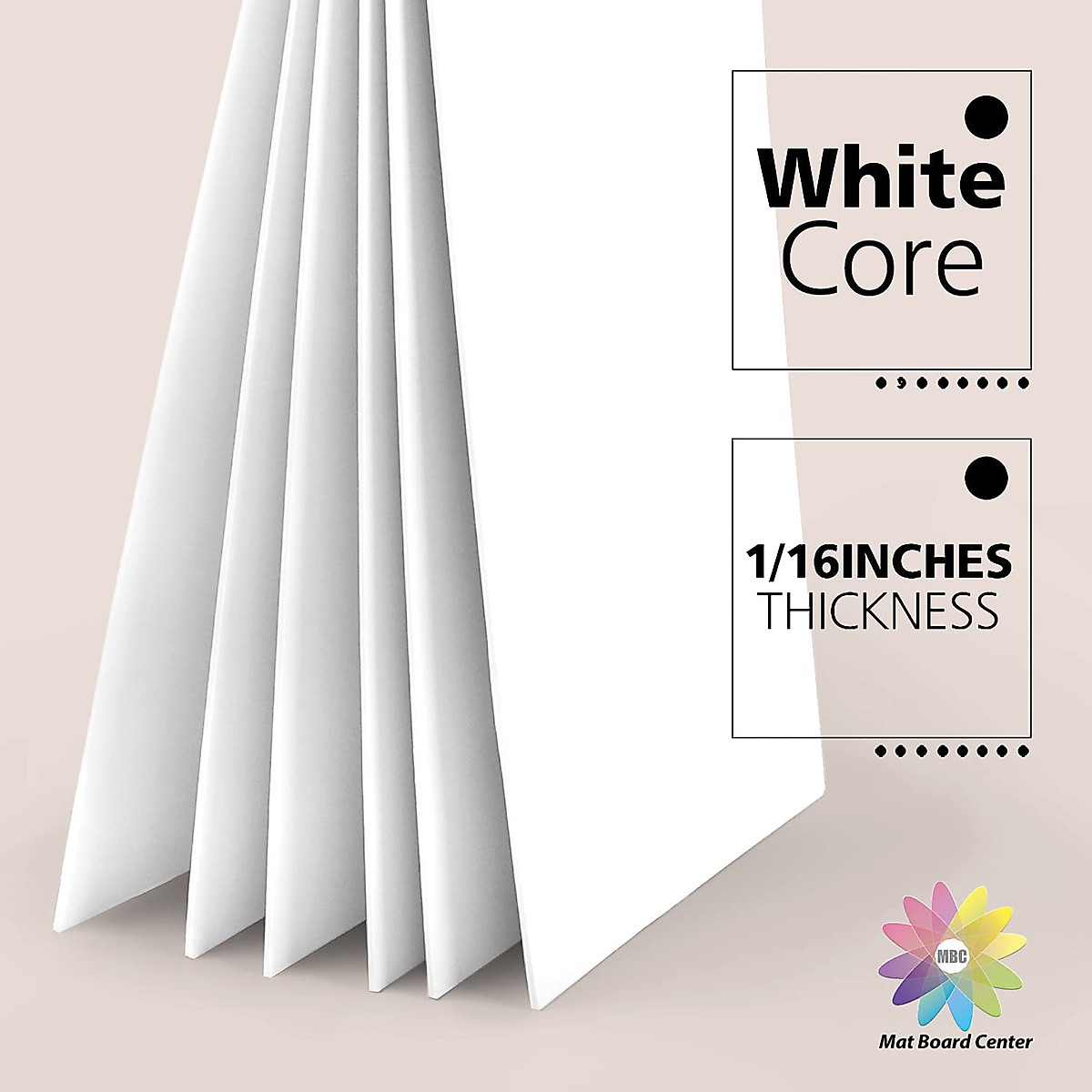 Mat Board Center, Pack of 20 5 x 7 Uncut Photo Mats, White Backing Boards - for Photos, Prints, Frames and More