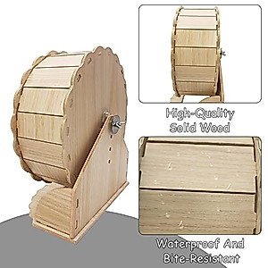 Hamiledyi Hamster Wheels Wooden Small Pets Exercise Wheel Silent Hamster Running Wheel Mouse Running Spinner Wheel for Gerbil Mice Guinea Pigs Dwarf Syrian Hamster (8.26in)