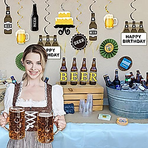 Beer Birthday Party Hanging Decorations, Cheers and Beers Happy Birthday Party Hanging Swirls Streams Ceiling Decorations for Men 30th 40th 50th Beer Birthday Party Decorations