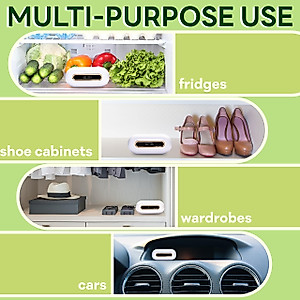 Mini USB Fridge Deodorizer Refrigerator: Odor Eliminator Reusable Ozone Odor Deodorizer USB Rechargeable with Hanging Holder for Fridge, Car, Closet, Wardrobe