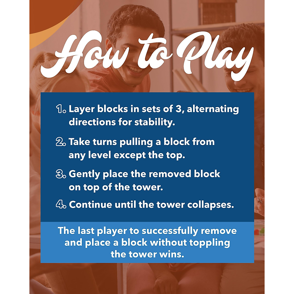 WE Games Wooden Block Stacking Party Game for Adults, Tumble Tower Wedding Guest Book Alternative, Tabletop Games, Includes Storage Case, 12 inches