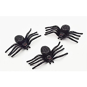 Wendy Mall 20Pcs Black Plastic Fake Spider Toys Funny Prank Lifelike Props for Halloween Party House Decor (S)