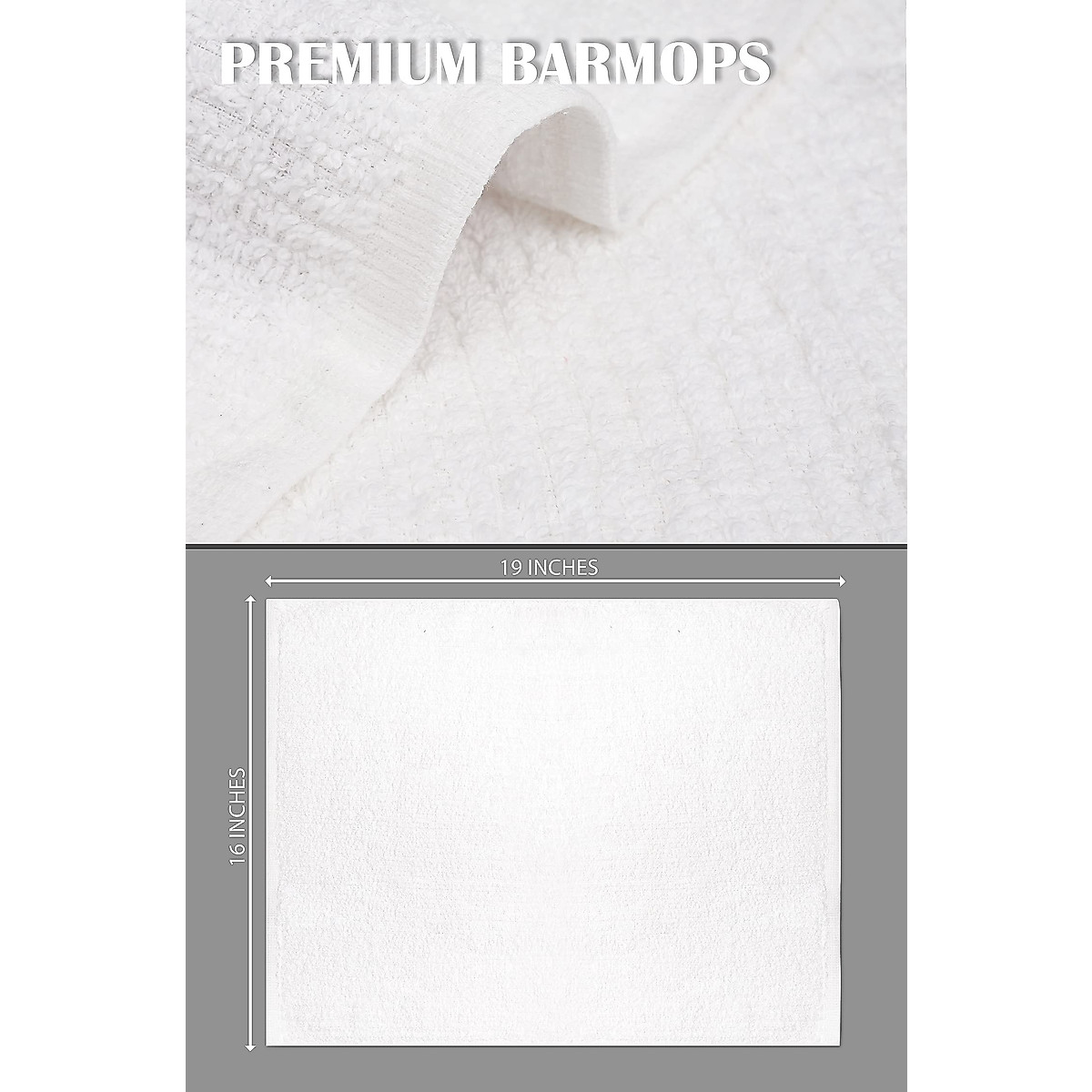 ZUPERIA Bar Mop Kitchen Towels- 12 Pack, 16 x 19 Inches, Bar Mop Towels -100% Cotton Barmops Towels - Super Absorbent, Multi-Purpose for Home, Kitchen and Bar Cleaning (White)