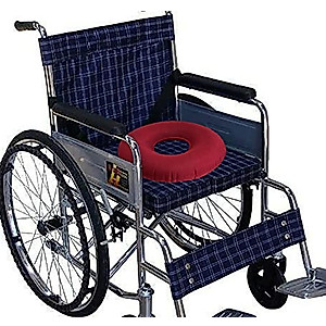 Shineyid Donut Pillow for Tailbone Pain, Inflatable Donut Cushion Seat with A Pump, Hemorrhoid Seat Cushion, Round Wheelchairs Seat Cushion for Office Chair, Car or Home (15" Red)