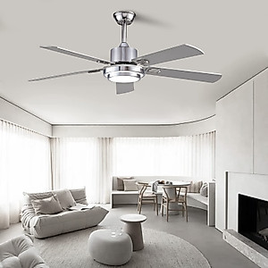 BOOMJOY 52 Inch Ceiling Fans with Lights and Remote Control Outdoor Modern Black Ceiling Fan LED Bright Light for Indoor Living Room Bedroom Farmhouse Patios Garage Gazebo DC Motor Dual 5 Wood Blades