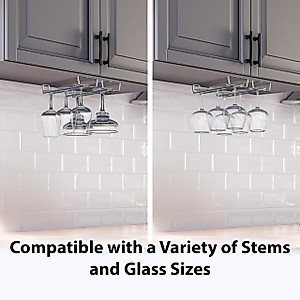 DecoBros 2PK Single Rail Wine Glass Stemware Rack Holder, Chrome