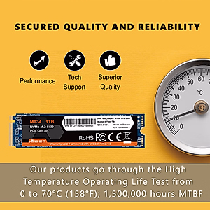 MMOMENT MT34 1TB PCIe Gen3 NVMe M.2 2280 Internal Solid State Drive, Gen3.0X4, Read Speed up to 2000MB/s, for Laptop and PC Desktop