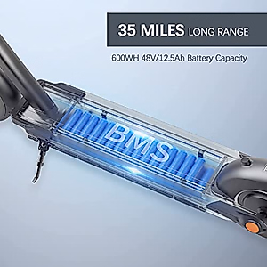 ESKUTE MAX Electric Scooter, 450W Motor, up to 18.6 Mph and 35 Miles Range, 10" Solid Tires Commuter Electric Scooter for Adults, Folding Commuting Electric Scooter with Double Braking System and App