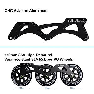 3 Wheel Inline Skates for Adult Women Men, 110mm Roller Skates Blades, Outdoor Fitness Inline Speed Skates for Unisex Black