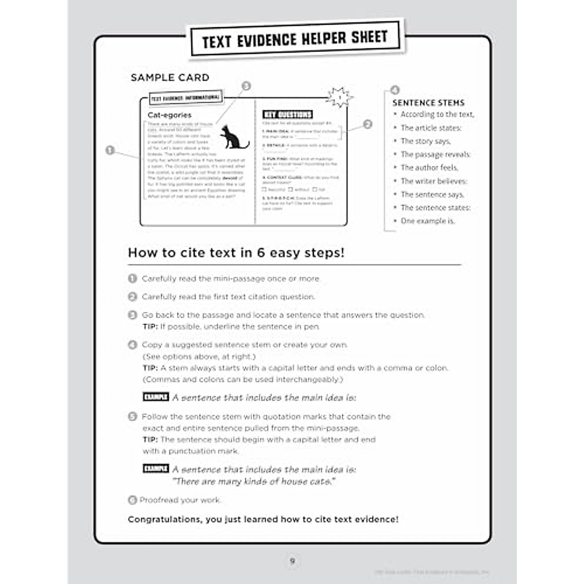 100 Task Cards: Text Evidence: Reproducible Mini-Passages With Key Questions to Boost Reading Comprehension Skills