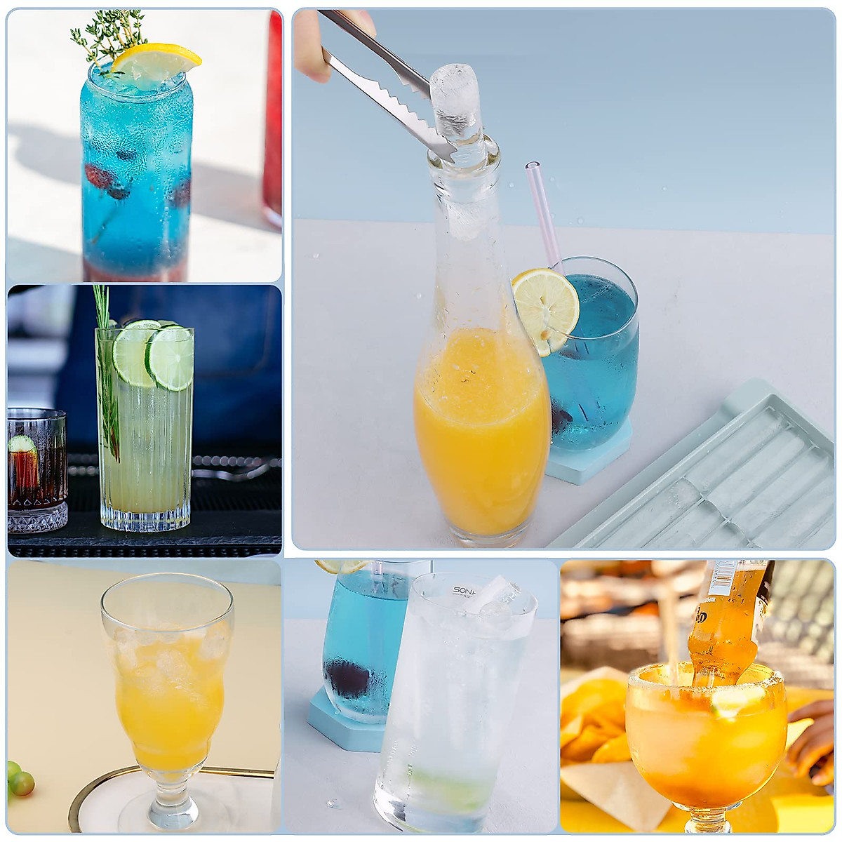 Miaowoof Water Bottle Ice Cube Tray, Easy Release Narrow Ice Stick Trays, 21x4 PCS Ice Maker for Freezer, Easy Fill Water Bottle Ice Cube Molds for Sports and Water Bottles