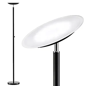 Lakumu Torchiere Floor Lamp, LED Floor Lamp, Stepless Dimmable, Tall Free Standing Light, 5000K Daylight White, Modern Sky Lamp, Super Bright Floor Lamp for Living Room Office Bedroom, Matte Black