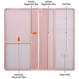 HerriaT Car Registration and Insurance Card Holder - Leather Vehicle Glove Box Automobile Documents Paperwork Wallet Case Organizer for ID, Driver's License, Key Contact Information Cards - Men&Women