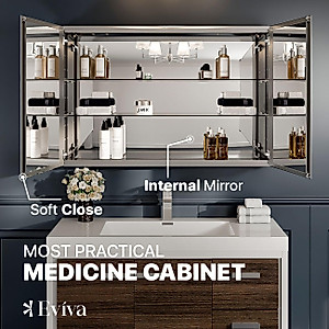 Eviva Elegant Lazy 40-Inch Mirror Medicine Cabinet in Classic White - Illumination-Free Storage Solution