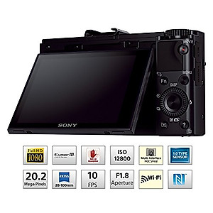 Sony RX100 II 20.2 MP Premium Compact Digital Camera w/ 1-inch Sensor, MI (Multi-Interface) Shoe and tilt LCD Screen (DSCRX100M2/B)