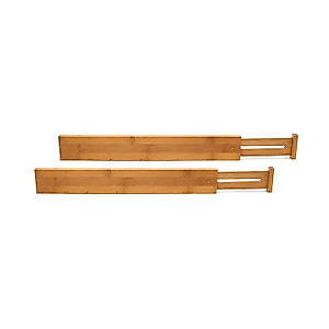 Lipper International 8896 Bamboo Wood Custom Fit Adjustable Kitchen Drawer Dividers, Set of 2