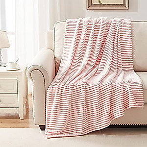 EMME Sherpa Blanket Fleece Throw Blanket, Soft, Plush, Warm and Cozy Blanket, Single Layer, 3D Touch Experience, Perfect for Bed Couch and Sofa Chair(Pink, 50'' x 60'')