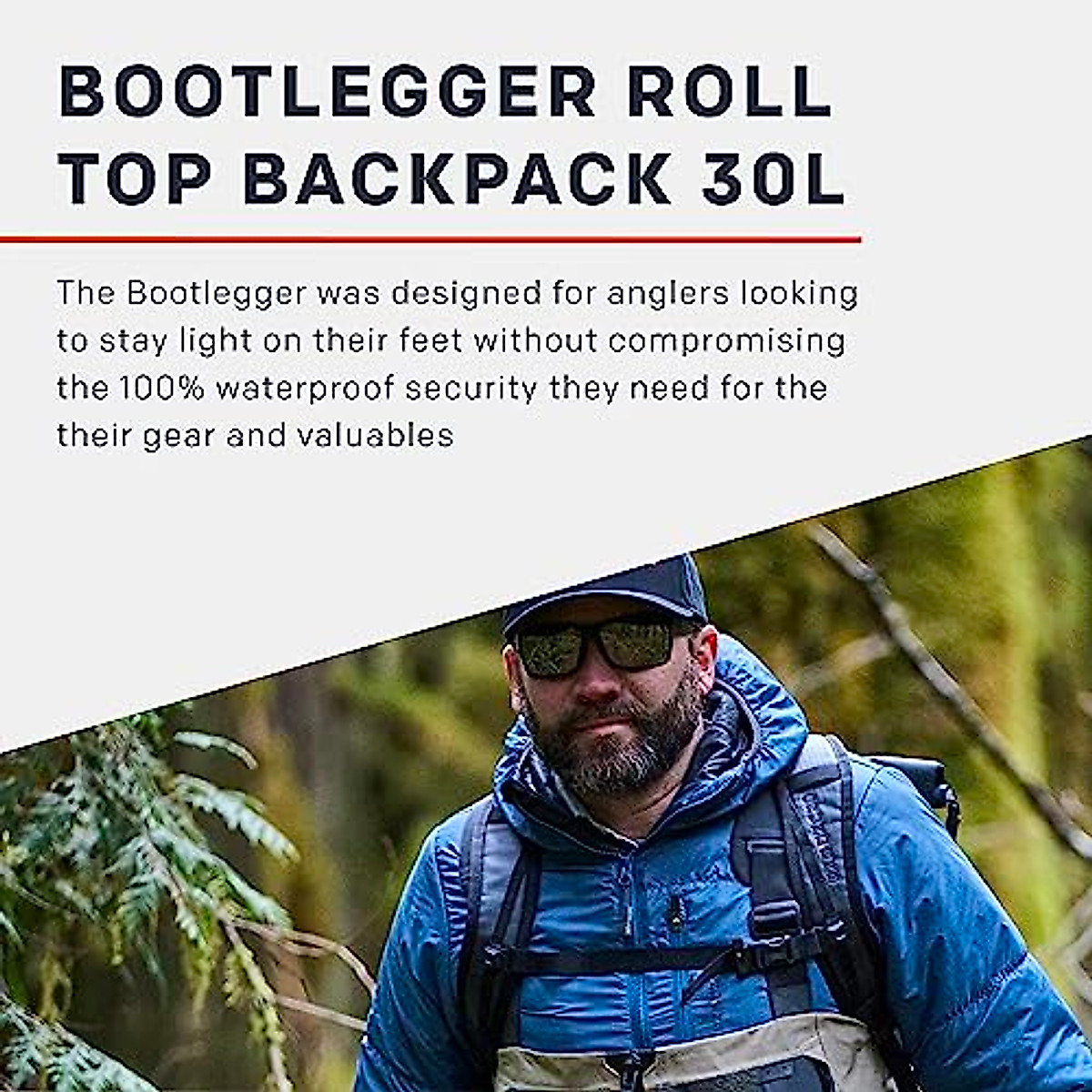 Grundéns Bootlegger Roll Top Backpack | Waterproof, 30L, Anchor