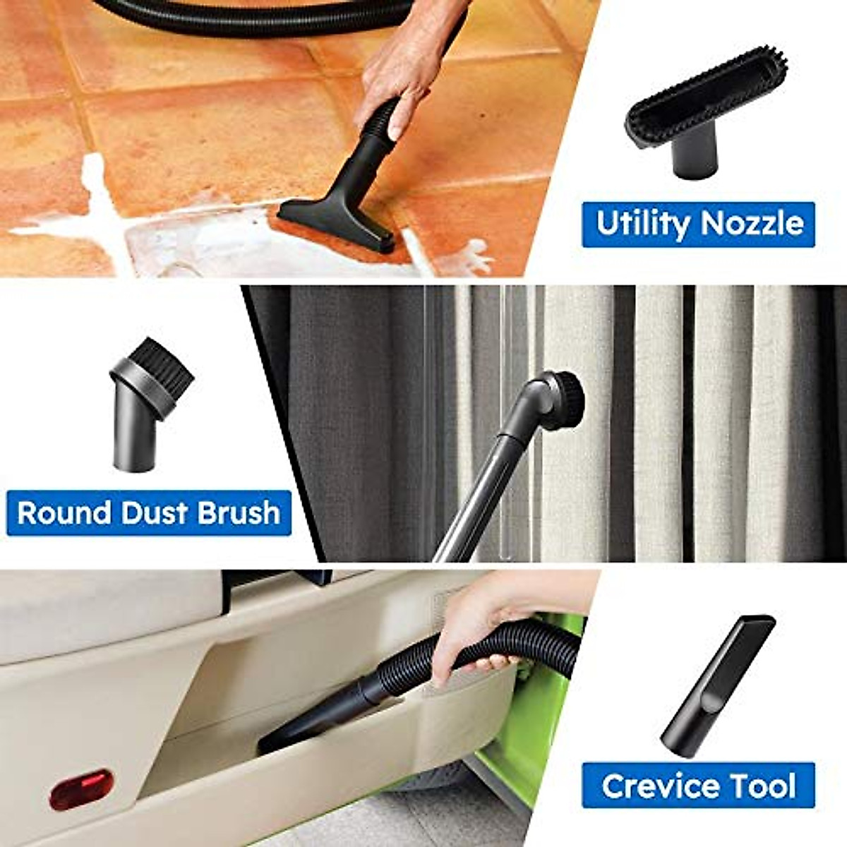 Vacmaster Wet Dry Vacuum 3.2 Gallon 2.5 Peak HP Wall Mounted Shop Vacuum Cleaner with Extension Wands Tool Storage & Wall Bracket for Garage, Car, Home & Workshop