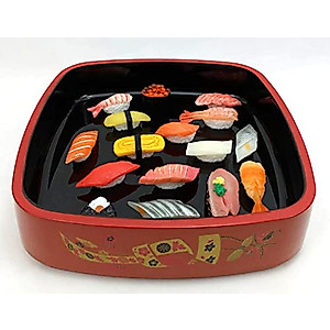 JapanBargain 4076, Sashimi Sushi Serving Tray Plate Platter Dish Japanese Plastic Lacquered Sushi Oke Hangiri, 12.75 inch