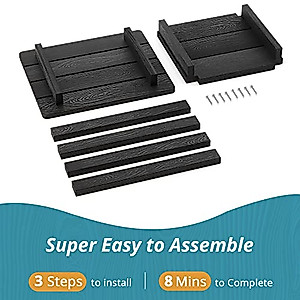 LUE BONA Adirondack Outdoor Morden Side Table, 2-Tier Black Poly Patio End Table Weather Resistant, Pool, Porch