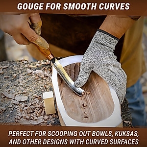 BeaverCraft S14 Wood Carving Tools Kit Wood Carving Set Wood Carving Hook Knife Set Spoon Carving Tools Spoon Knife Set Bowl Kuksa Scoop Cup Carving Tools Wood Gouges Spoon Carving Kit